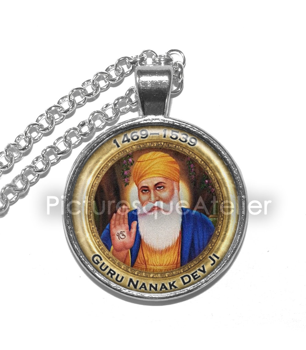 Guru NANAK DEV JI Necklace, Sikhism Founder, Sikh Jewelry, Religious ...