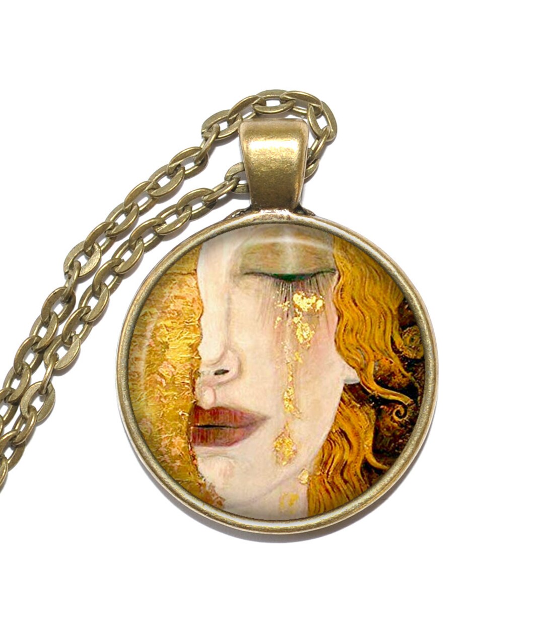 CRYING WOMAN Necklace, Gustav Klimt, Painter, Austrian, Symbolist, Art ...