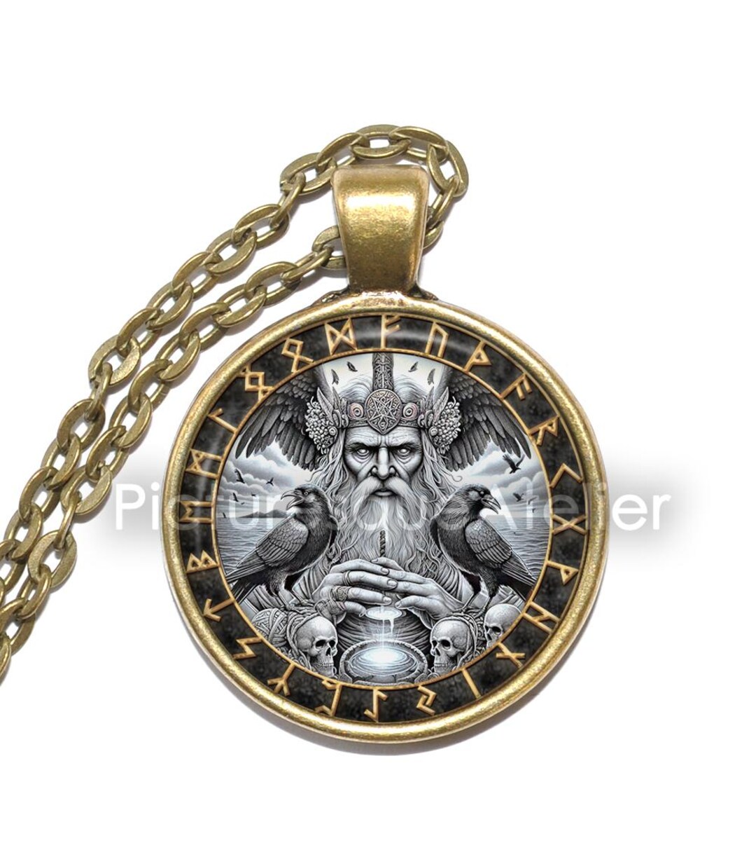 ODIN Necklace/keyring, Norse God, God of Wisdom, Death, Magic, Vikings, Scandinavian, Symbol ...