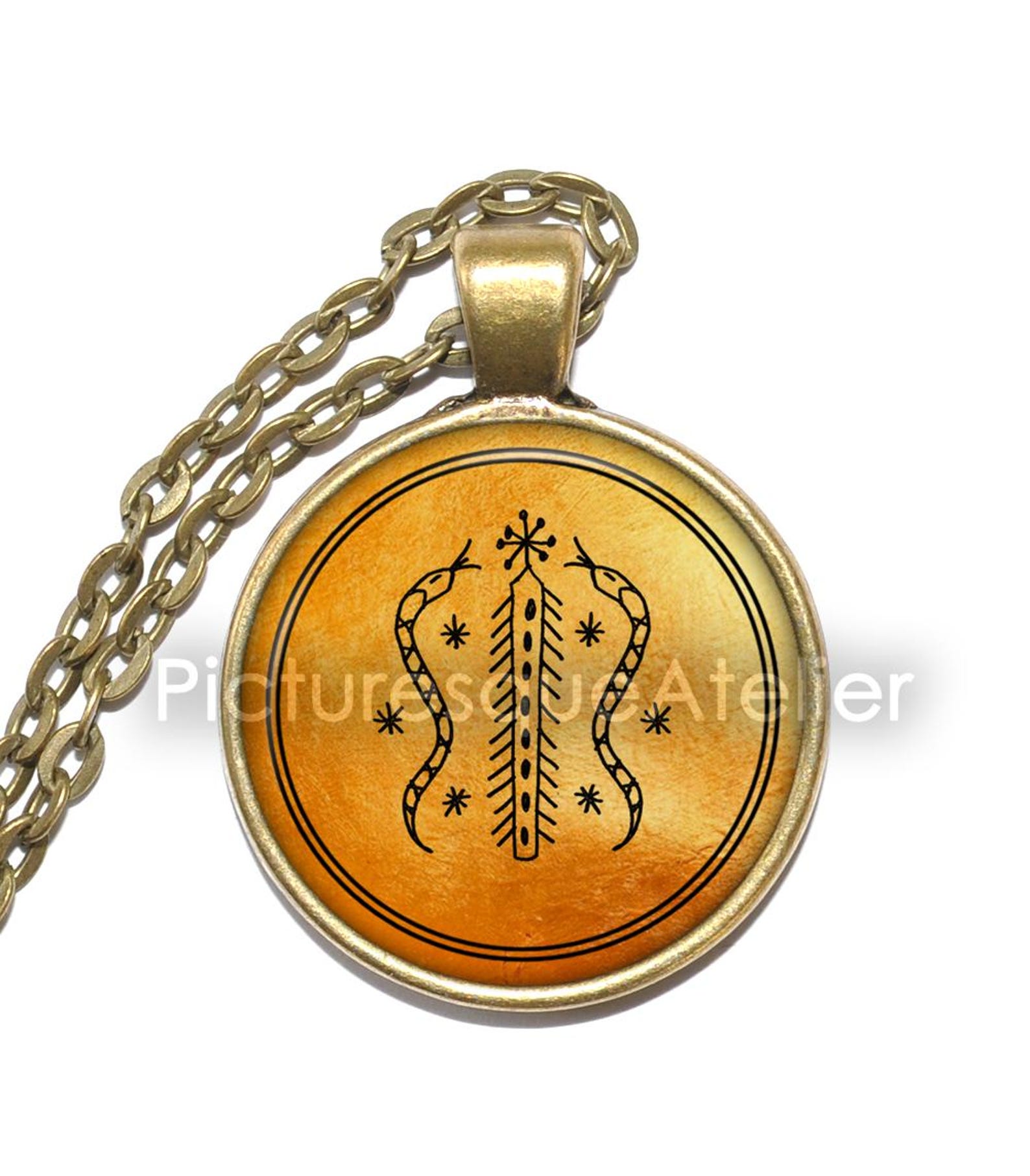 DAMBALLA Necklace, Haitian Vodou, Veve, Loa, Symbol of Creation, Symbol ...