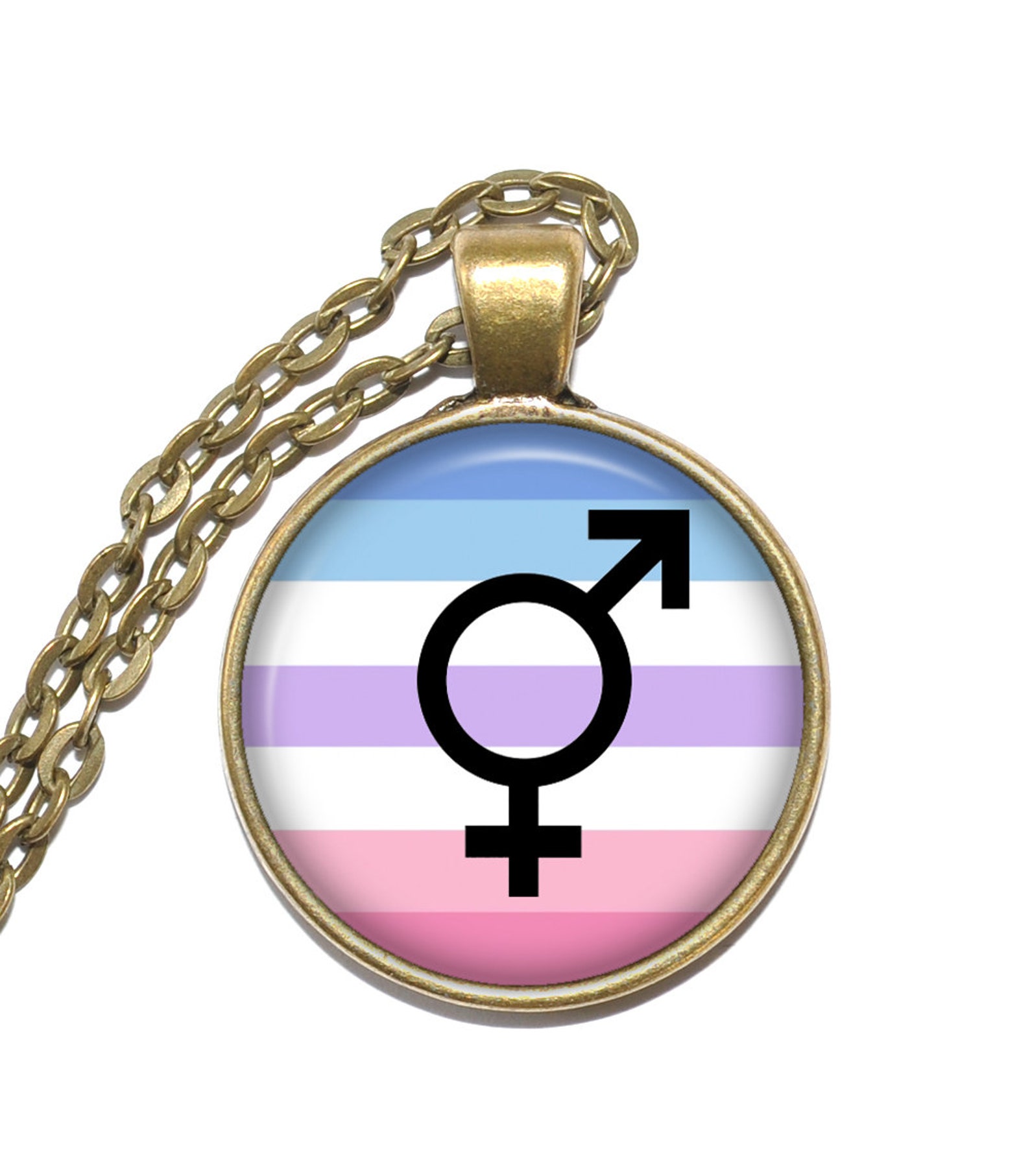 BIGENDER Necklace Pride Symbol Flag LGBT Nickel free Art | Etsy