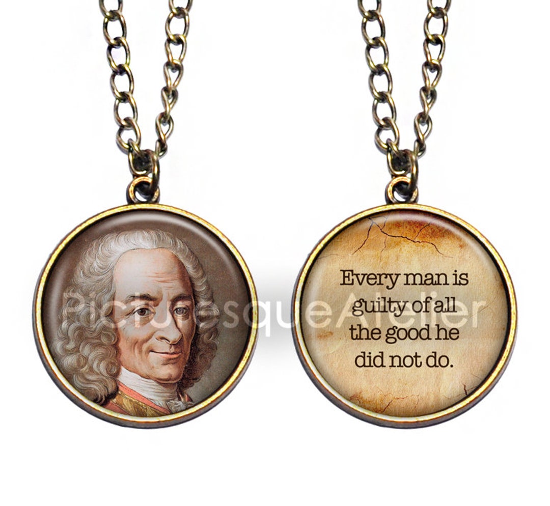 VOLTAIRE Double Sided Necklace, Quote, François-marie Arouet, Writer ...