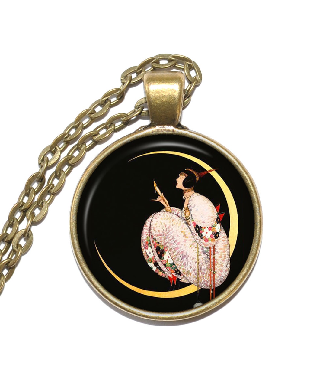 VOGUE COVER 1917 Necklace/keyring, Lady on the Moon, Art Deco, George ...