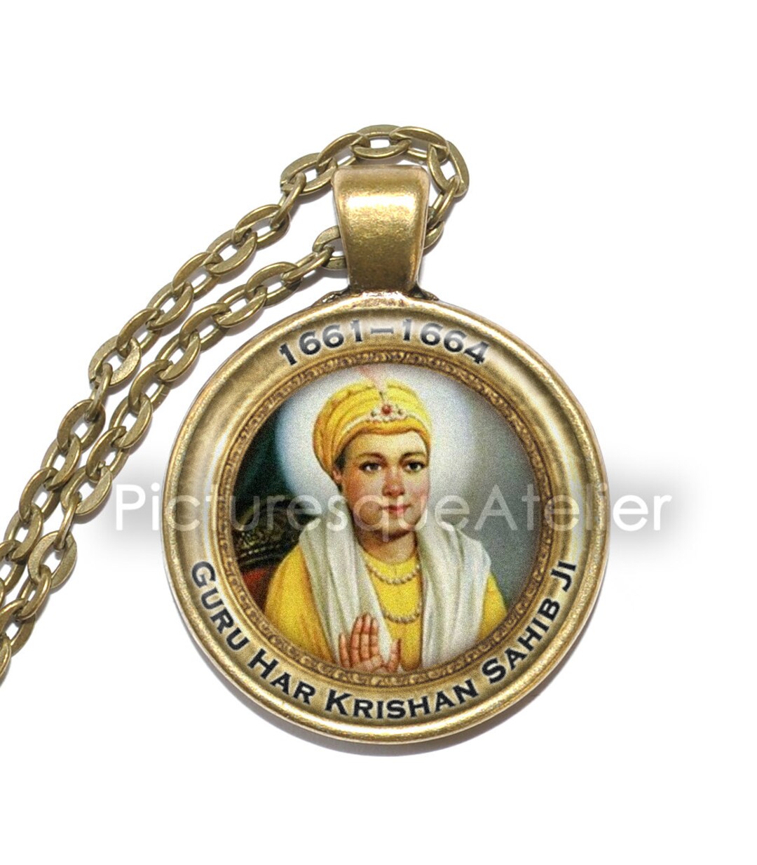Guru HAR KRISHAN JI Necklace, Sikhism Guru, Sikh Jewelry, Religious ...