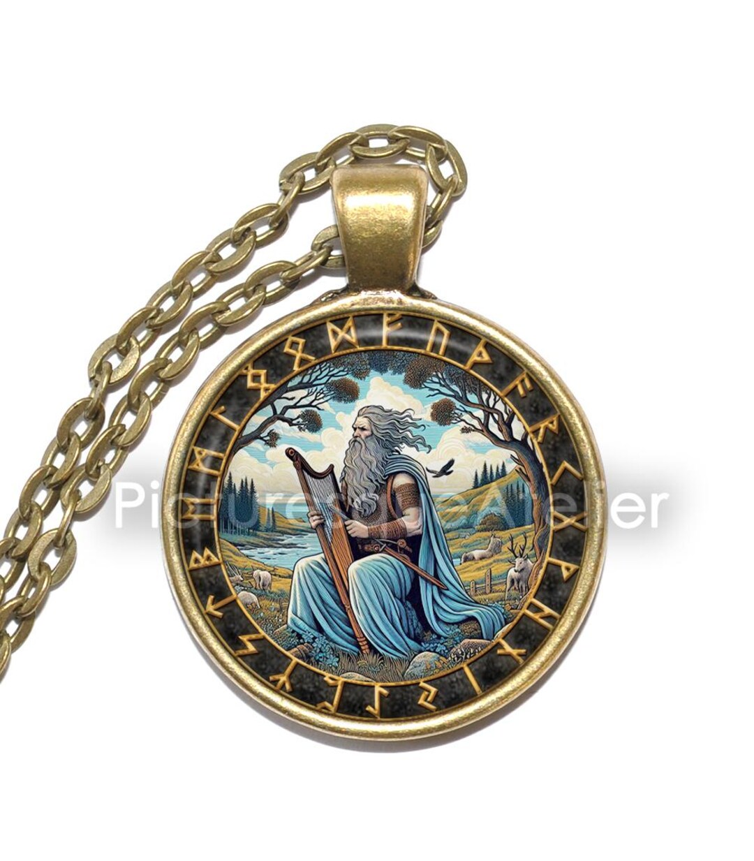 BRAGE Necklace/keyring, Norse God, God of Poetry, God of Fine Arts, Son ...