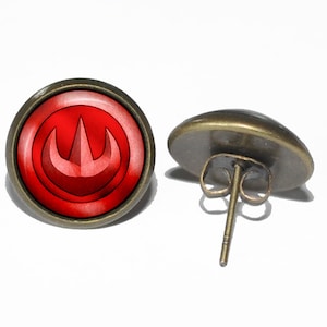 FIRE MEDALLION Stud Earrings, Zelda, Link, Ocarina of Time, Six ...