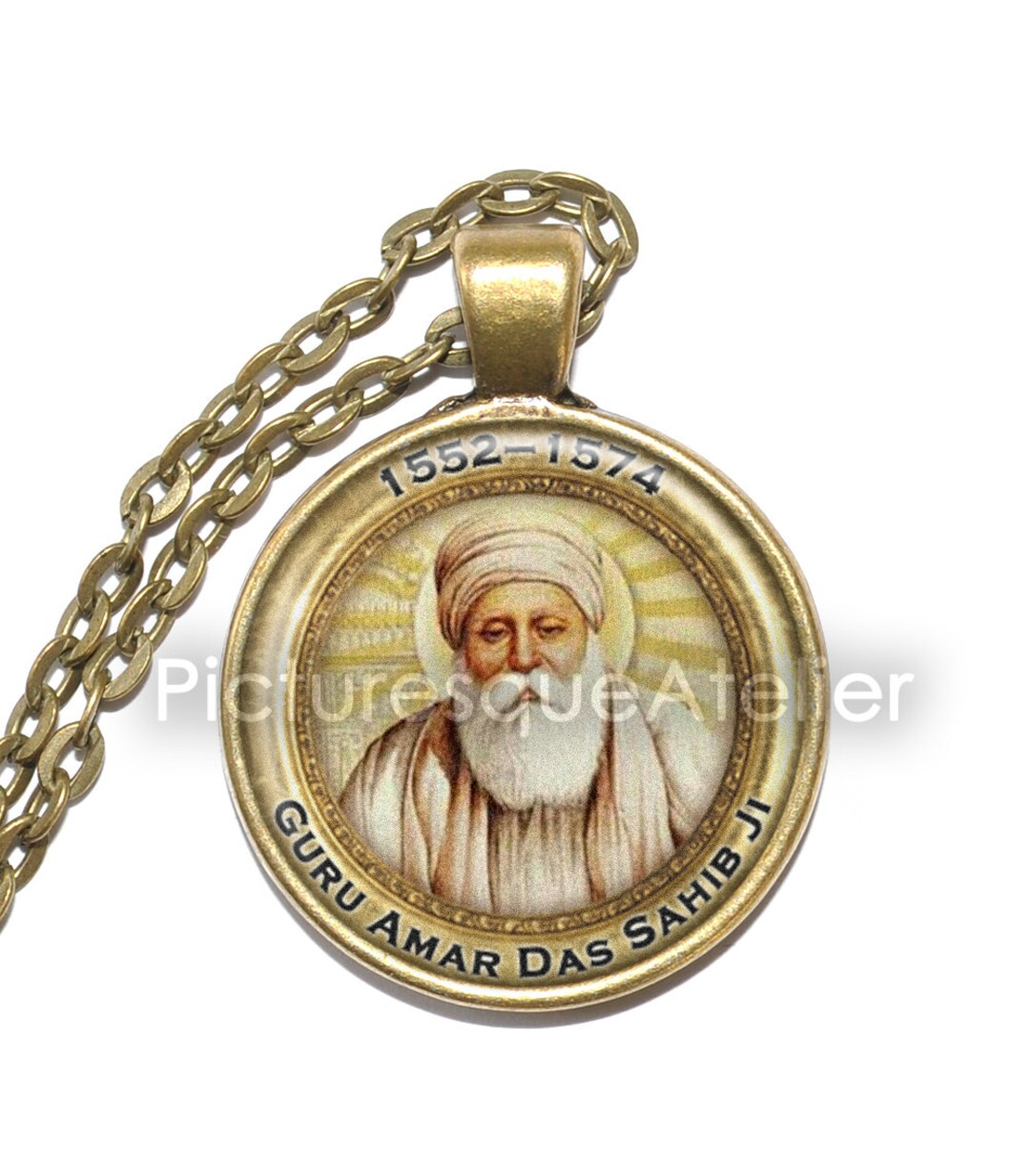 Guru AMAR DAS JI Necklace, Sikhism Founder, Sikh Jewelry, Religious ...