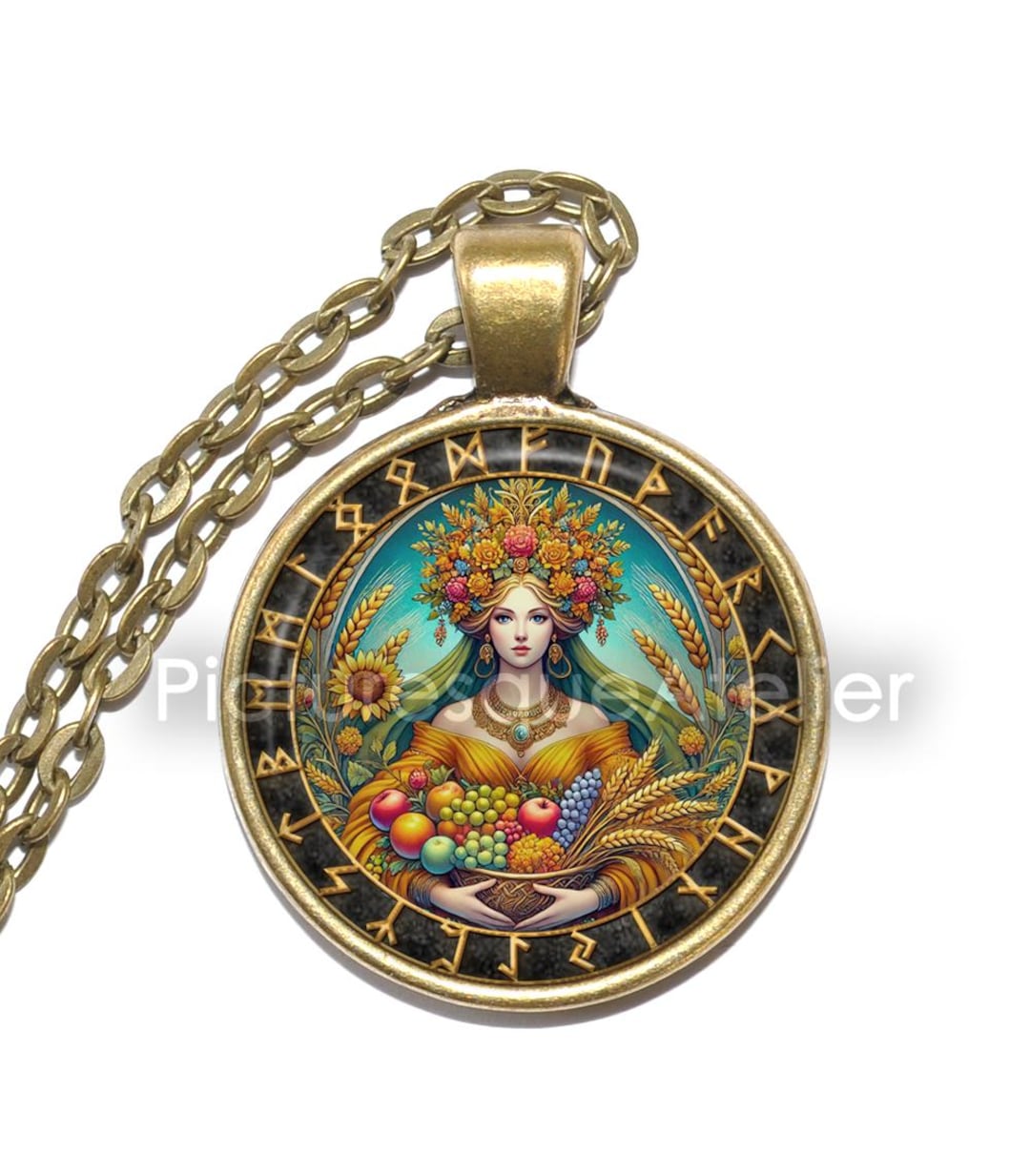 ÁR Necklace/keyring, Norse, Goddess of Plenty, Goddess of Prosperity ...