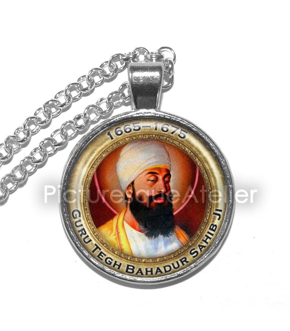 Guru TEGH BAHADUR JI Necklace, Sikhism Founder, Sikh Jewelry, Religious ...