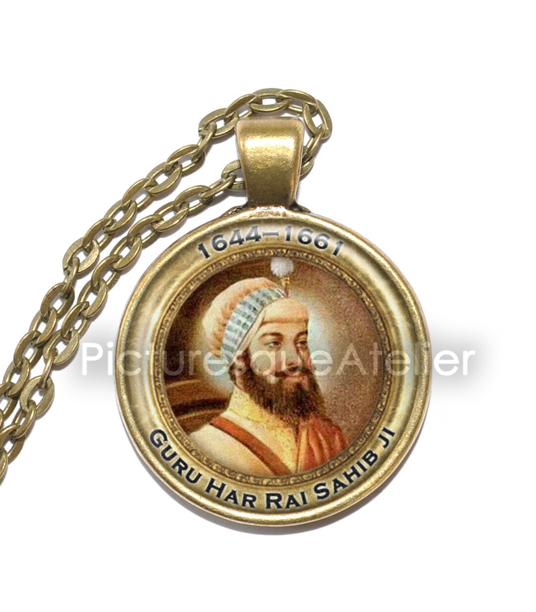 Guru HAR RAI JI Necklace, Sikhism Founder, Sikh Jewelry, Religious ...