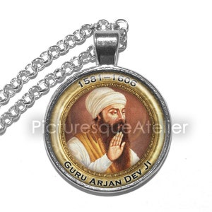 Guru ARJAN DEV JI Necklace, Sikhism Founder, Sikh Jewelry, Religious ...
