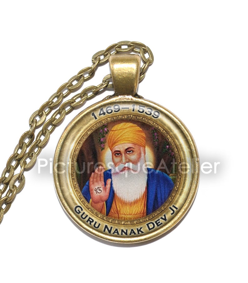 Guru NANAK DEV JI Necklace, Sikhism Founder, Sikh Jewelry, Religious ...
