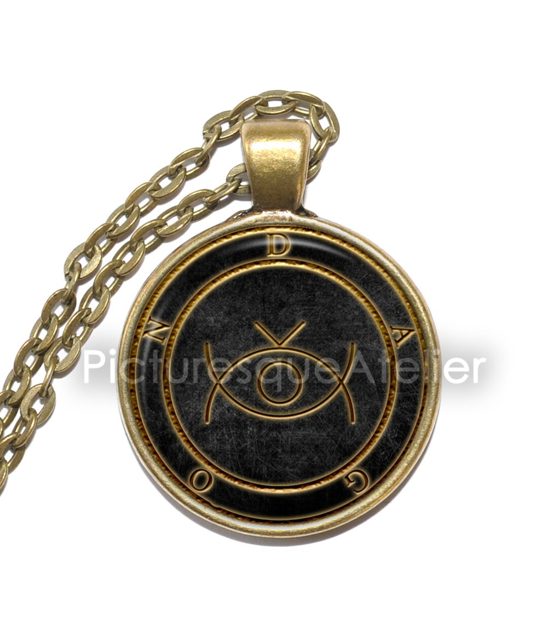 DAGON Necklace, Summoning Sigil, Demon, the Great Fish, Art Pendant ...