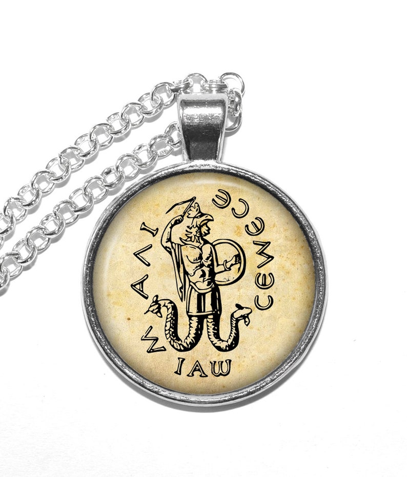 ABRAXAS Necklace Symbol Demon Pagan God Glass Pendant Art | Etsy