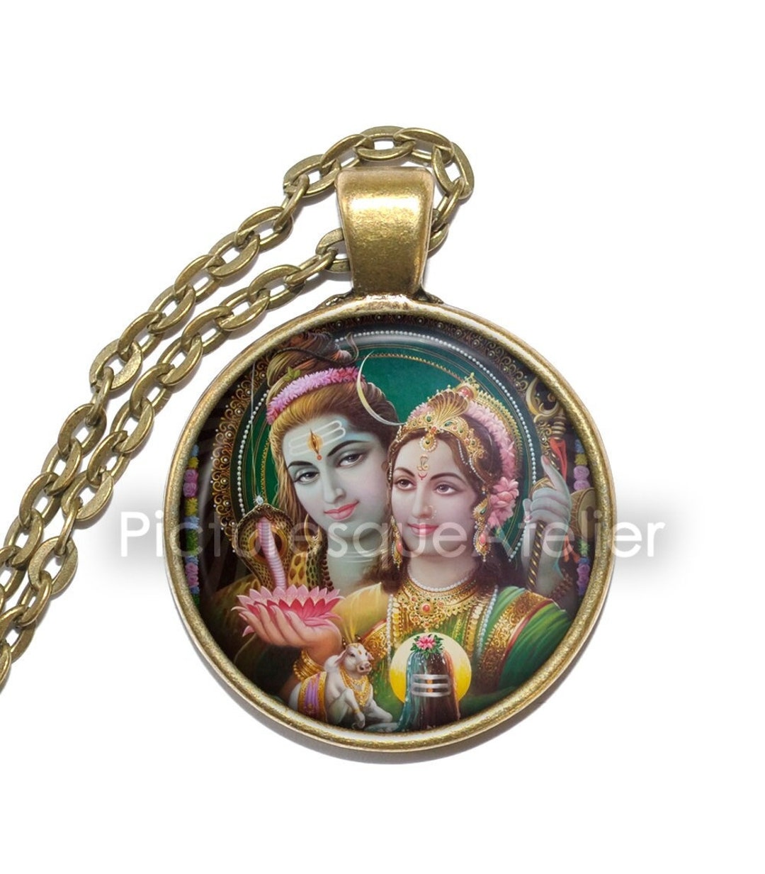 SHIVA & PARVATI Necklace, Deity, Hindu God, Hindu Goddess, Hindu ...