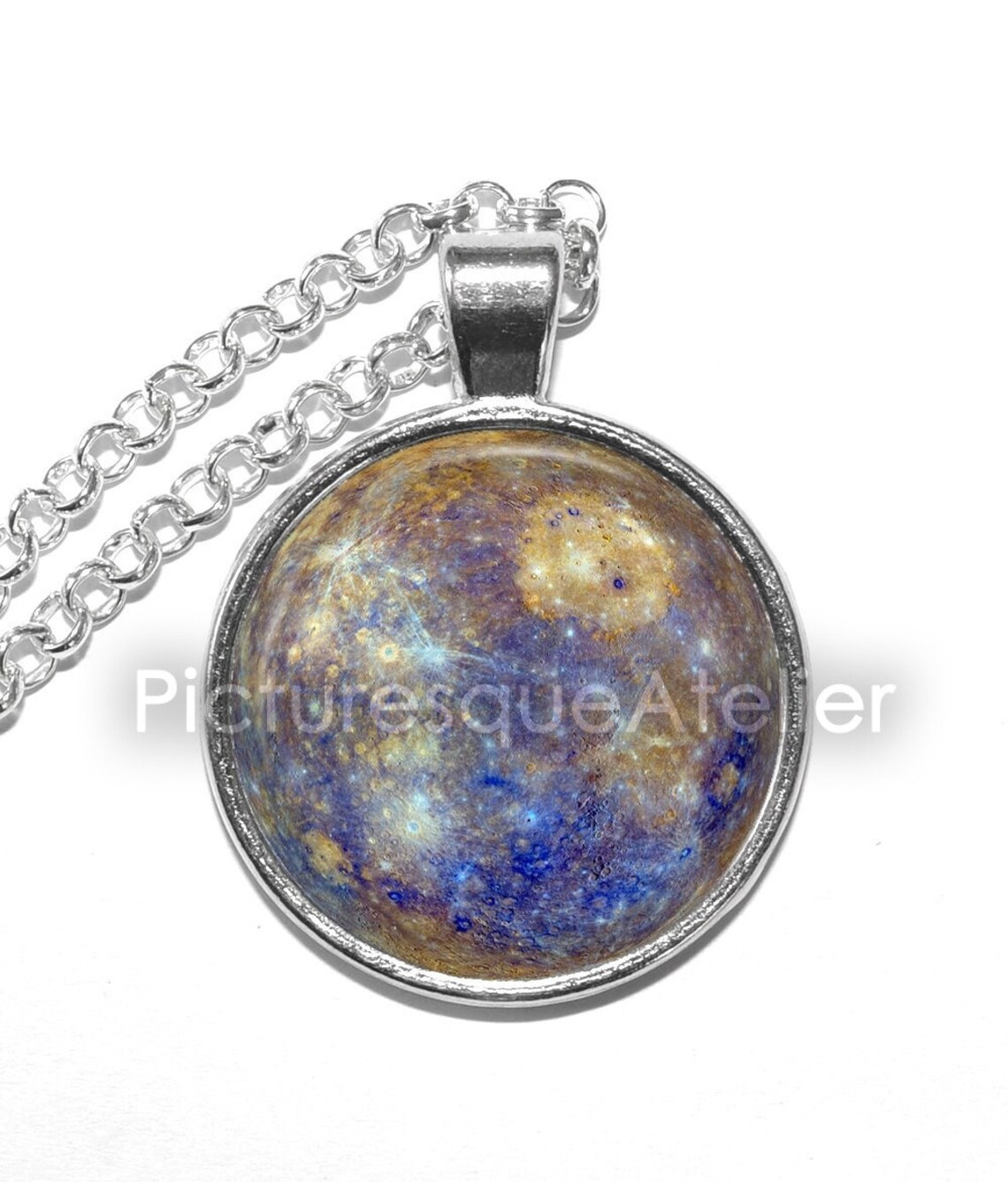 MERCURY Necklace, Planet, Milky Way, Solar System, Space, Universe, Art ...