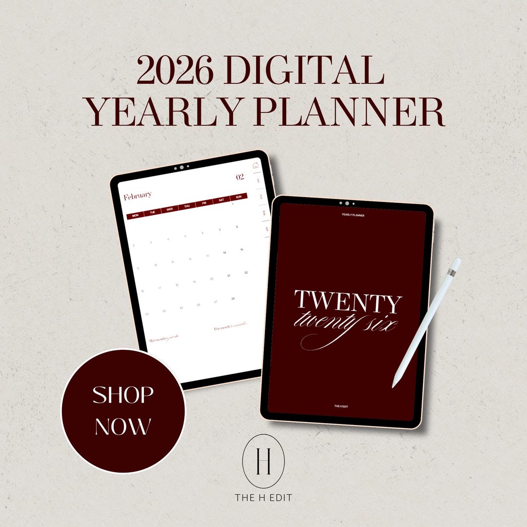 2026 Yearly Digital Planner | Minimalist iPad Planner | Hyperlinked ...