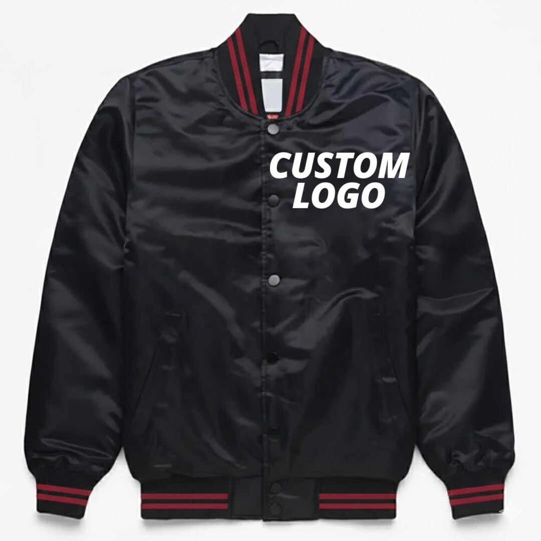 Black Satin Bomber Jacket | Classic Shiny Baseball Jacket | Unisex ...