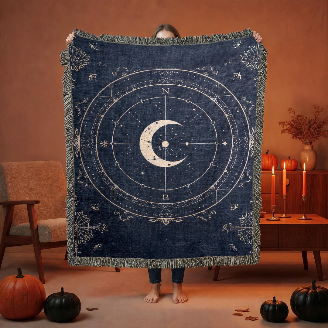 Ghotic Astrology Woven Blanket – Gothic Luxe Cotton Throw for Cozy Fall ...