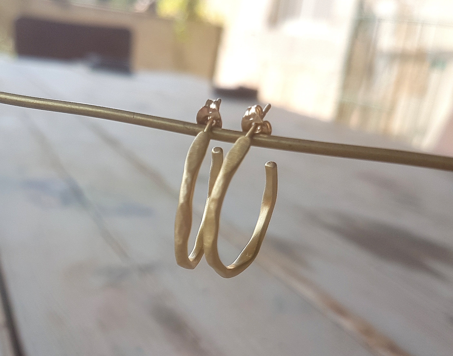 Everyday Hoop Earrings Matte Gold Minimalist Hoops for Her - Etsy