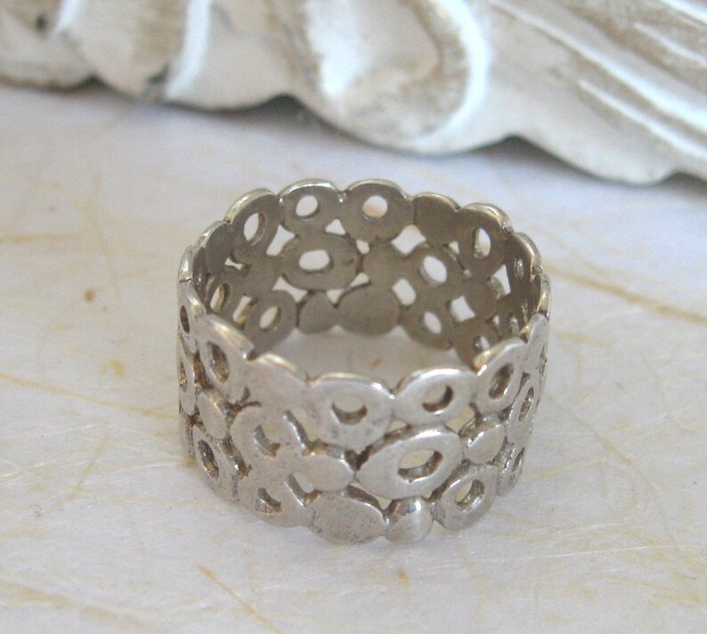 Wide band silver ring organic circle sterling silver ring | Etsy