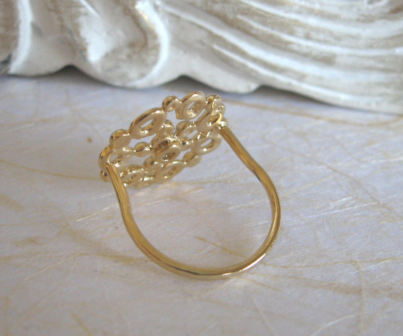 14k Gold Filled Flower Ring Gold Lace Flower Ring - Etsy