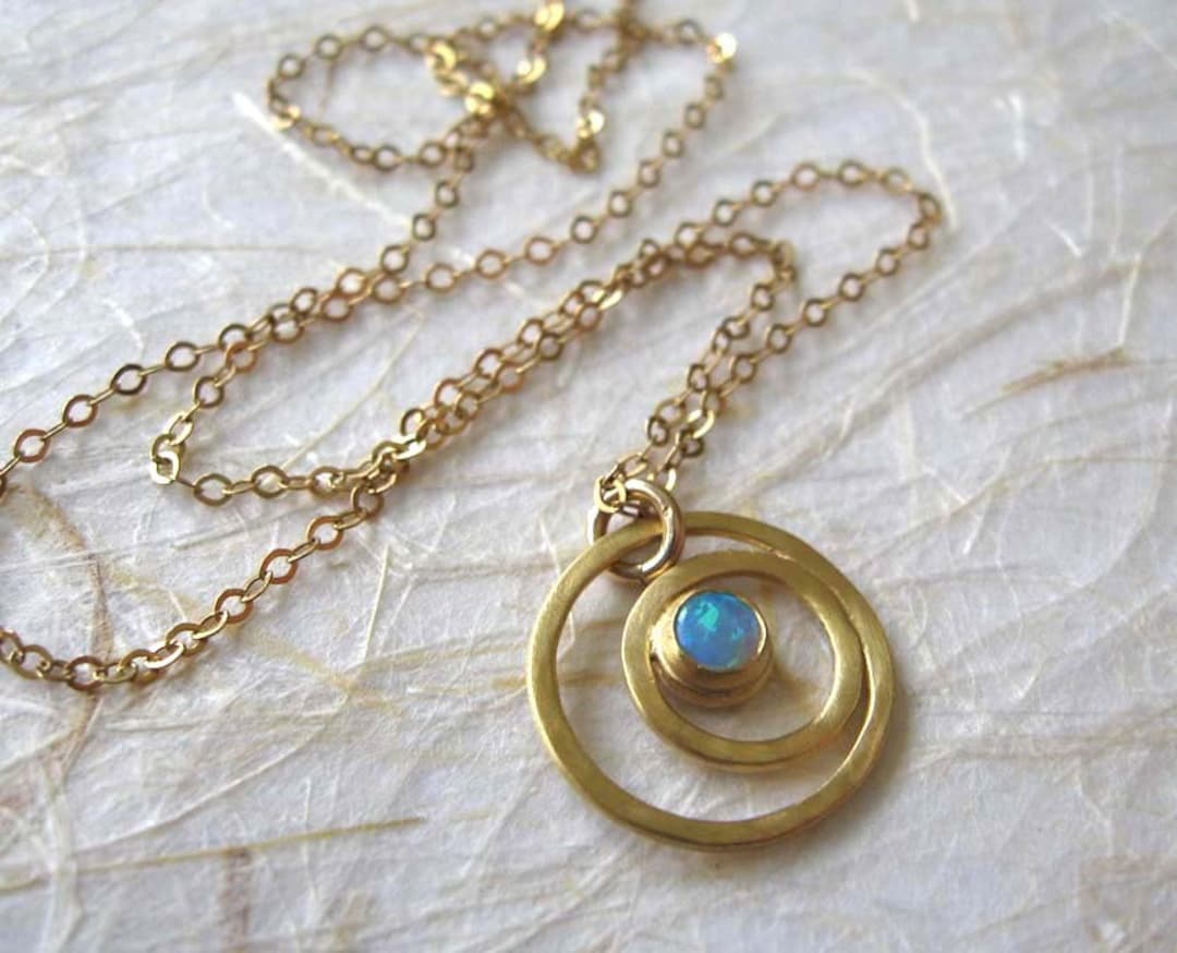 Opal Gold Pendant , Opal Necklace , 14k Gold Filled Chain , Gold Swirl ...