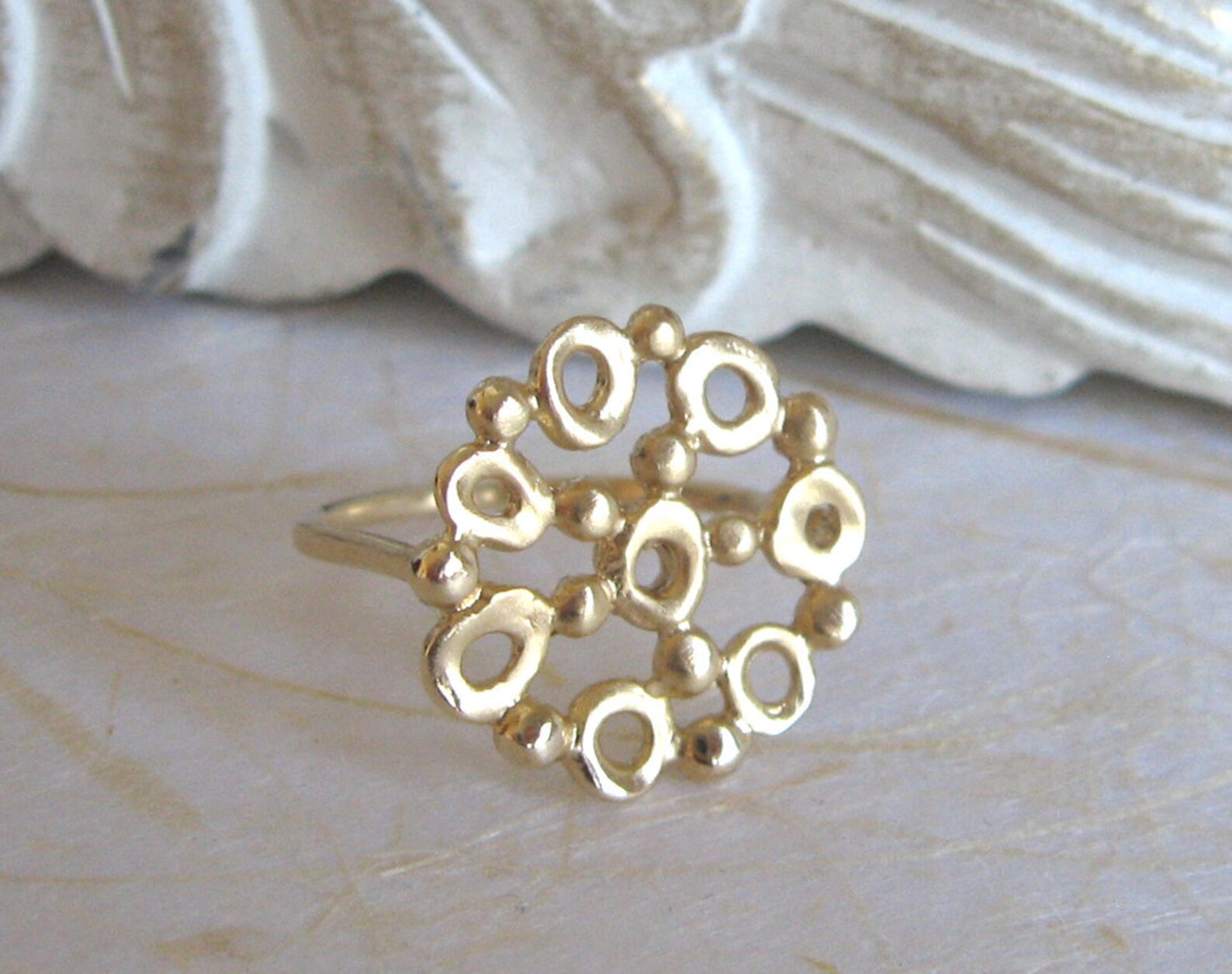 14k Gold Filled Flower Ring Gold Lace Flower Ring - Etsy