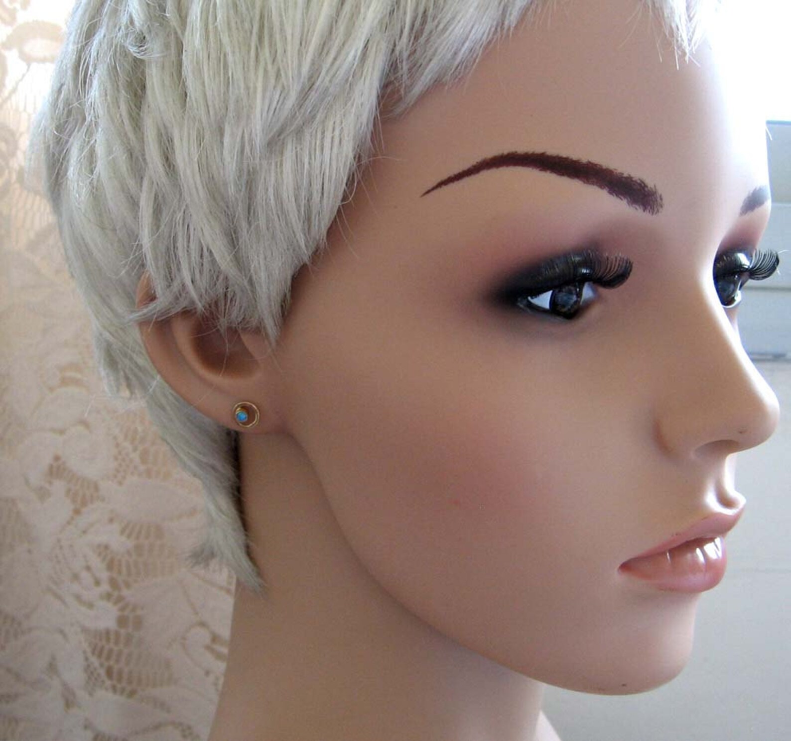 14k Solid Gold Post Earrings With Opal Gold Gemstone Stud - Etsy