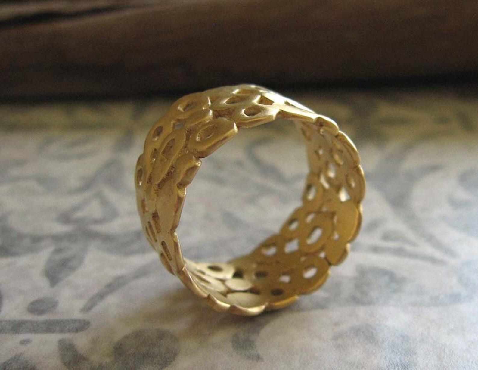 Wide gold band ring Organic circles wide goldfilled ring | Etsy