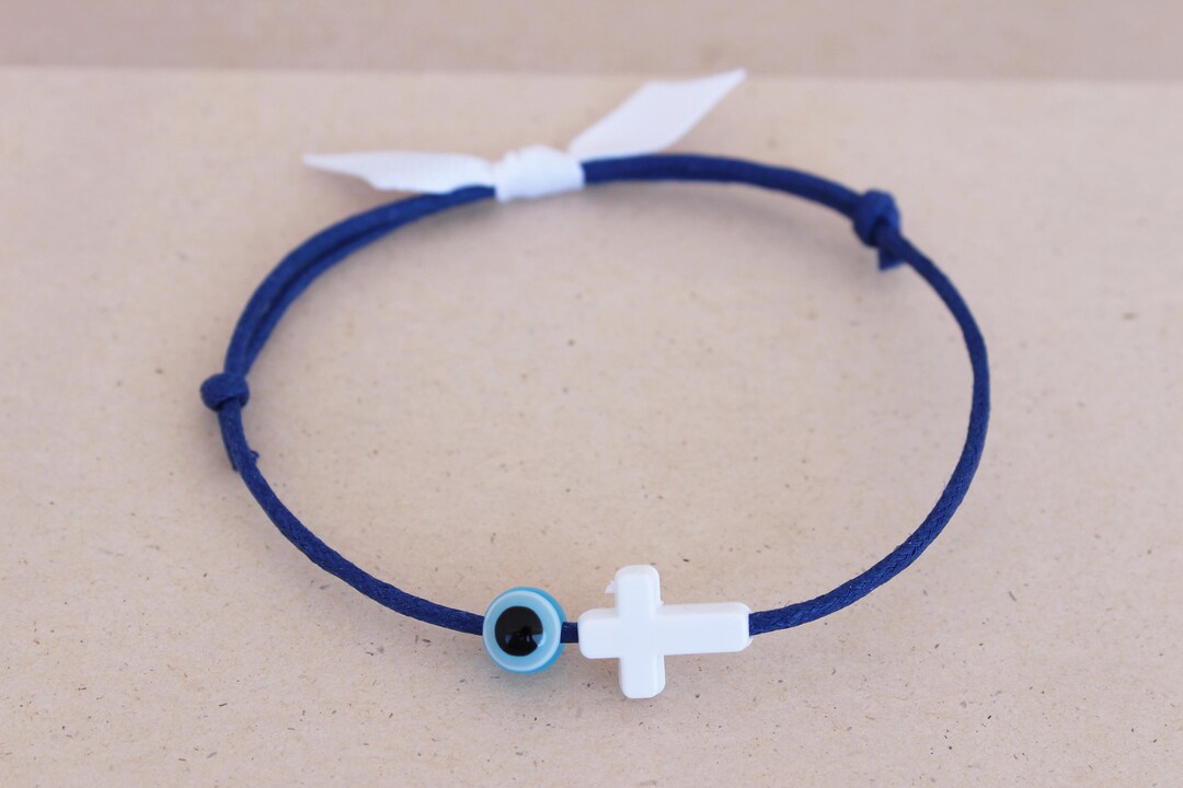 Boy Navy Blue Evil Eye Witness Pin, Greek Orthodox Baptism, Witness ...