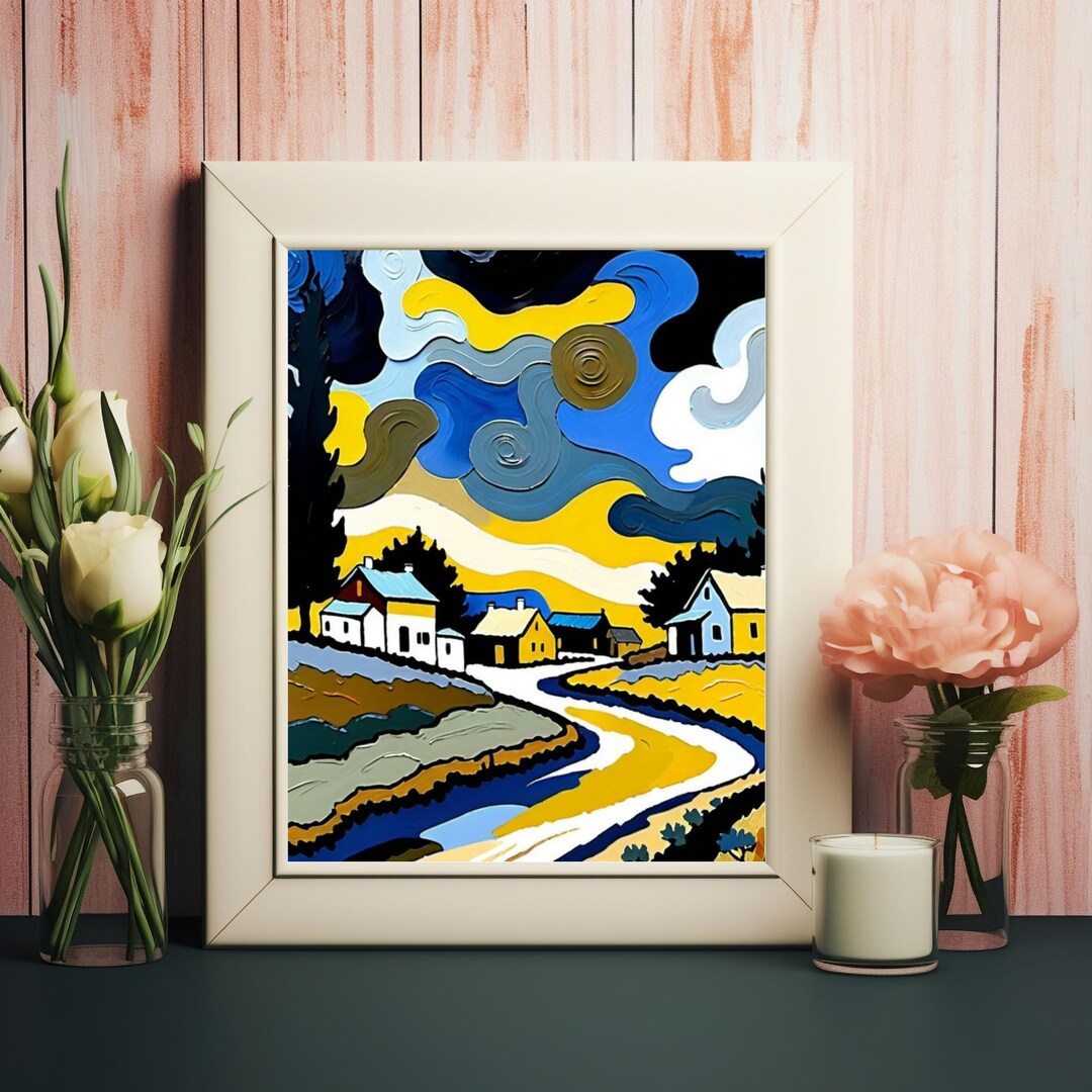 Vibrant Post-impressionist Landscape With Winding Path and Colorful ...