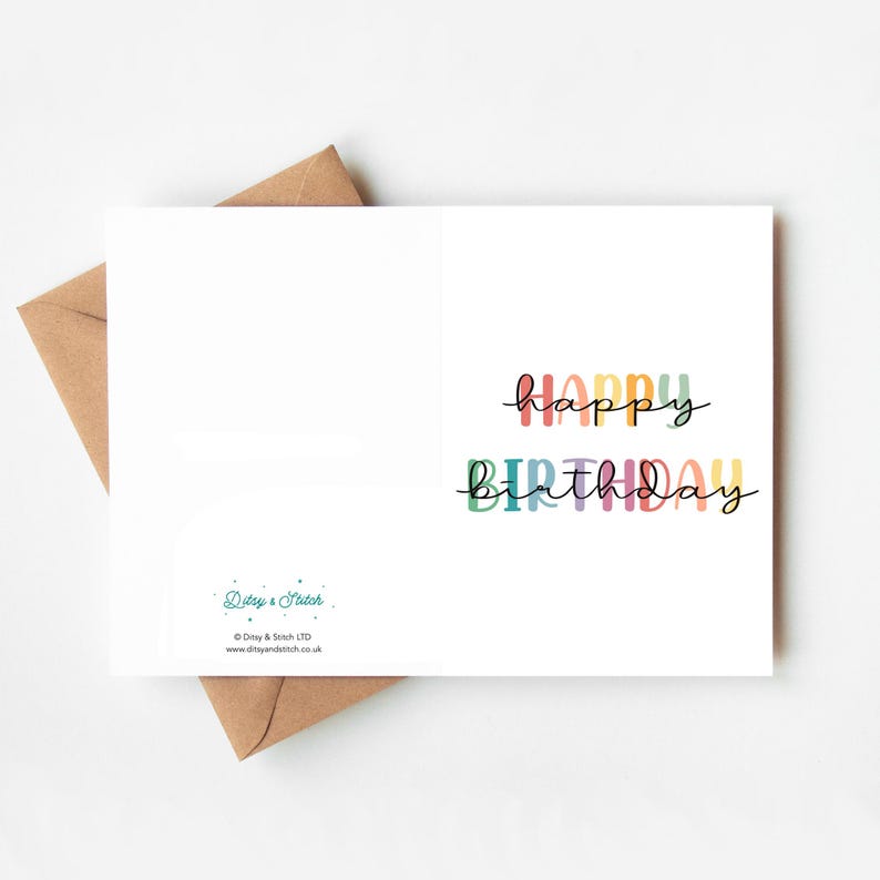 Printable Happy Birthday Card - Rainbow Text Greeting Card (instant ...