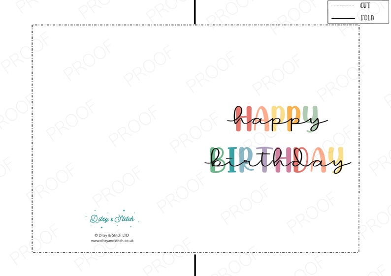 Printable Happy Birthday Card - Rainbow Text Greeting Card (instant ...