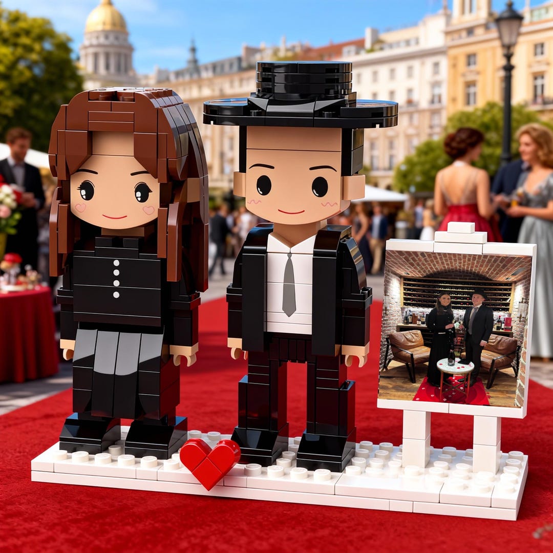 Custom Couple Brick Figures With Photo Display | Personalized Building ...