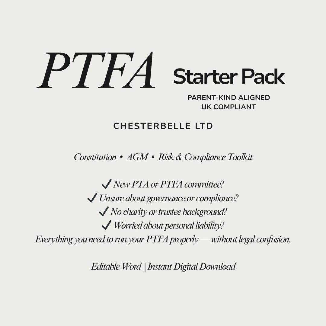 PTFA Governance Starter Pack UK Constitution, AGM, Risk Register ...