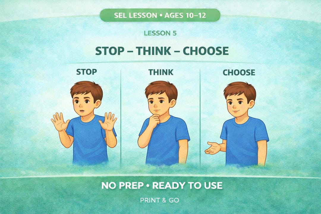Stop – Think – Choose Ages 10-12, No Prep Ready to Use Pdf - Etsy