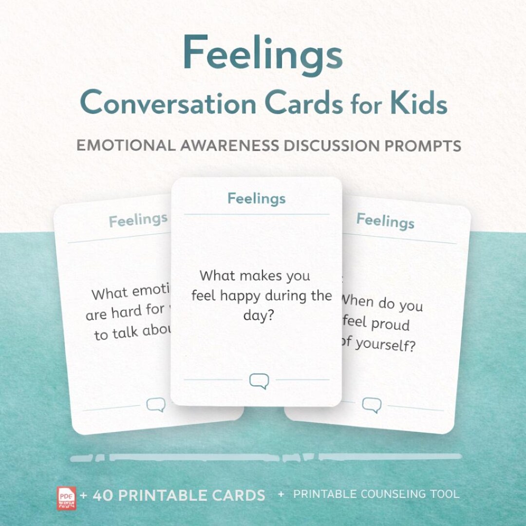 Feelings Conversation Cards for Kids | SEL Emotional Awareness Activity ...