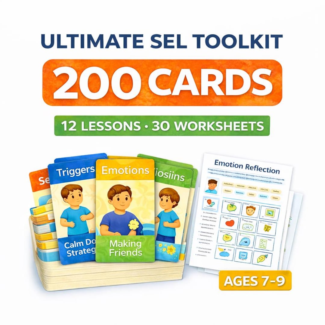 SEL Activities Bundle for Kids 7-9 – 12 Lessons, 200 Cards, 30 ...