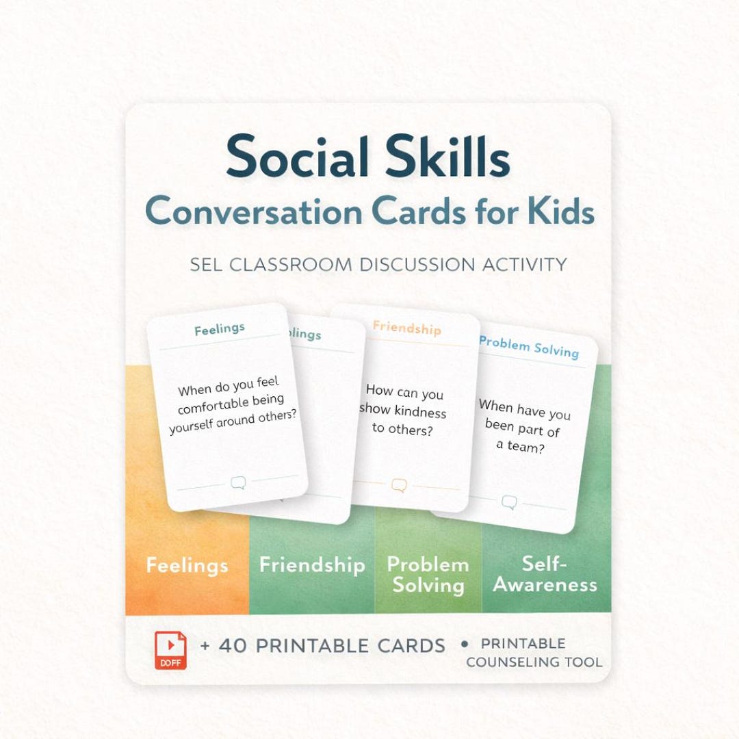 Social Skills Conversation Cards for Kids | SEL Discussion Prompts ...