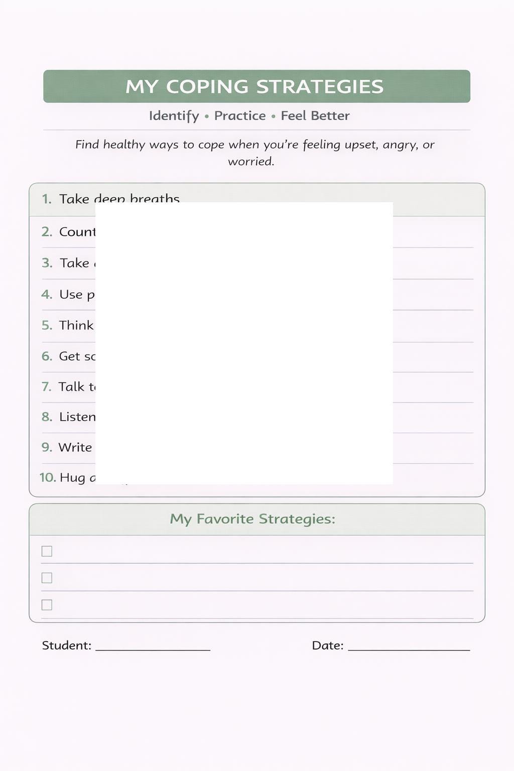 My Coping Strategies Worksheet | Calm Down Strategies | SEL Emotional ...