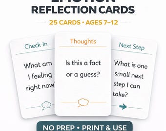 Emotional Check-in Cards for Kids & Teens, Anxiety Relief Tools ...
