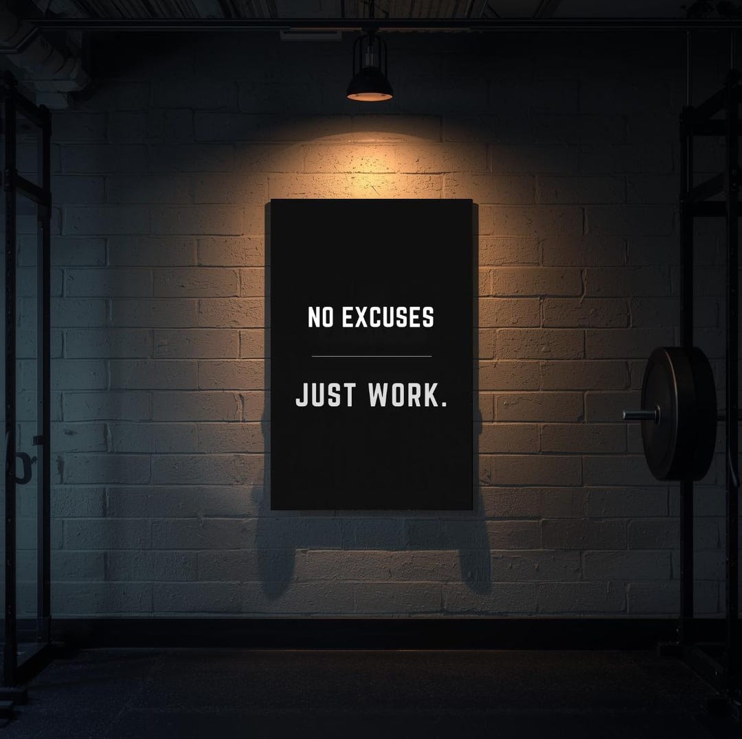 No Excuses Just Work Poster | Gym Wall Art, Motivational Quote Print ...
