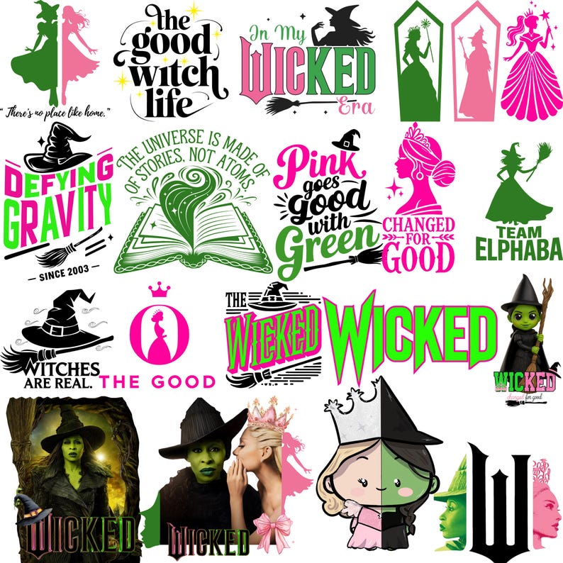 Wicked Png,wicked Movie Bundle,wicked Pink and Green Png,change for ...