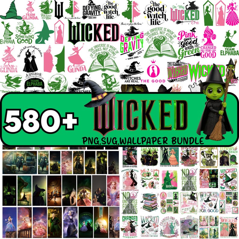 Wicked Png,wicked Movie Bundle,wicked Pink and Green Png,change for ...
