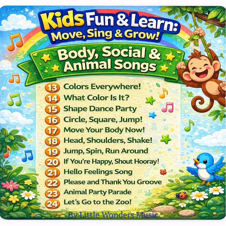 Kids English Action Songs | Preschool Learning MP3 (digital Download ...