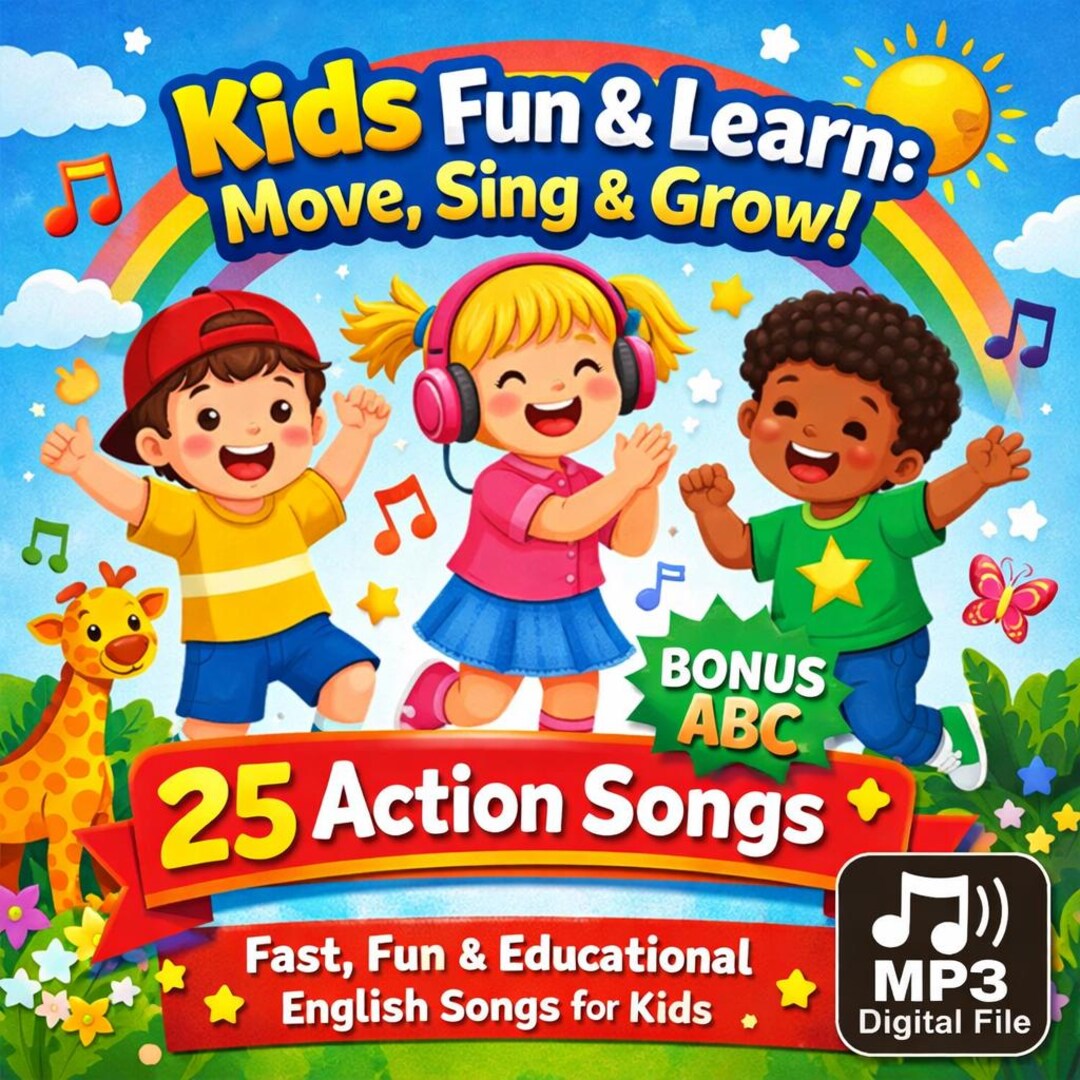 Kids English Action Songs | Preschool Learning MP3 (digital Download ...