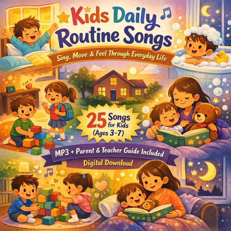 Kids Daily Routine Songs | Parent & Teacher Guide (PDF) | Preschool ...