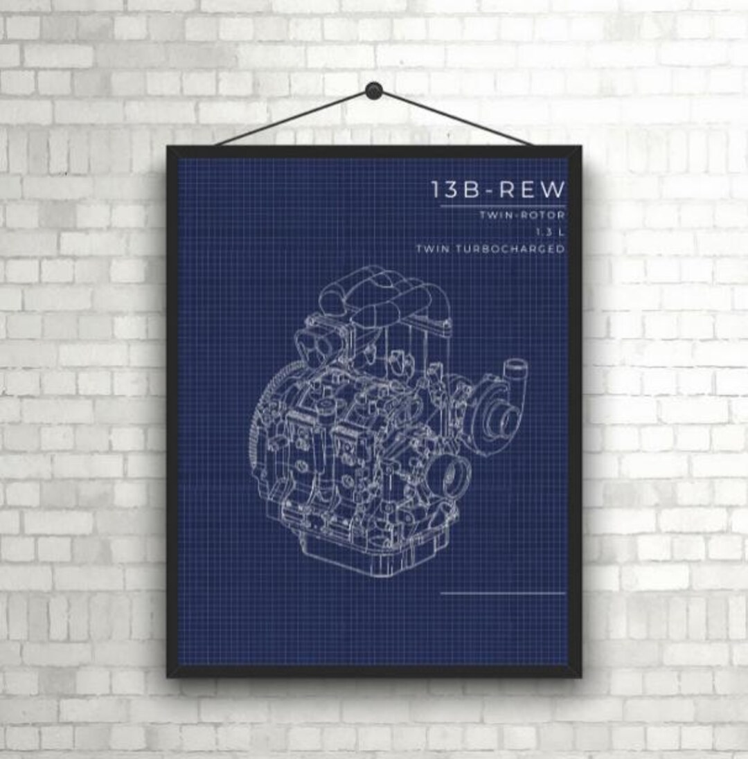 Mazda 13B-REW Rotary Engine Blueprint Poster | RX-7 Twin Turbo ...