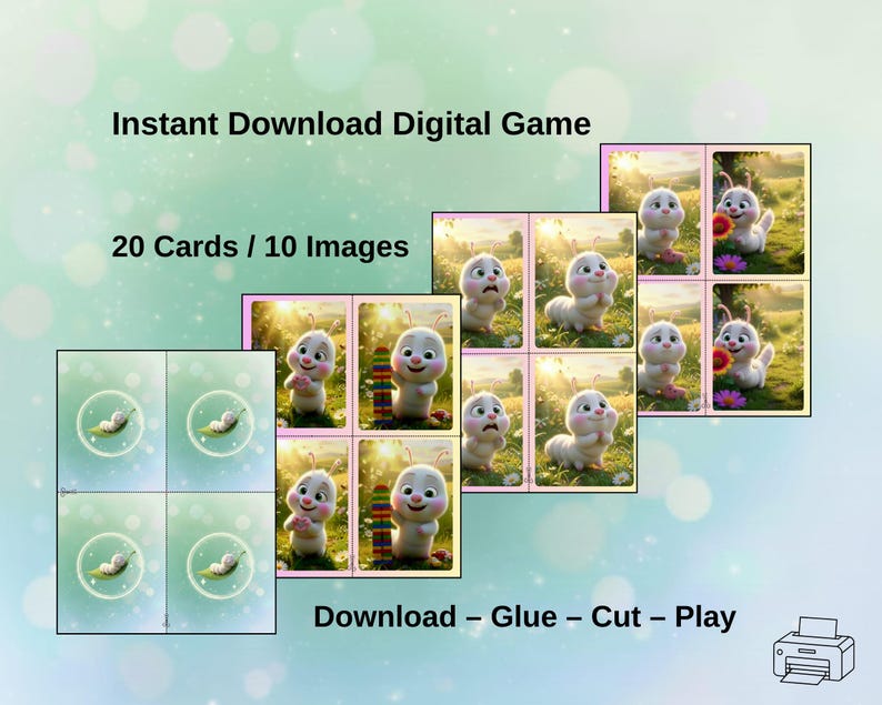 Memory Matching Cards for Kids Printable Matching Game - Etsy